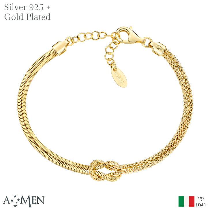 AMEN ラブ ノット ブレスレット シルバー 925 ゴールド イタリア製 結び目 縁 絆 イタリアで大人気のAMENのラブノットブレスレット イタリアの【AMEN】のラブノットブレスレットです。中央に結び目を形成する 2 つの連結チェー...