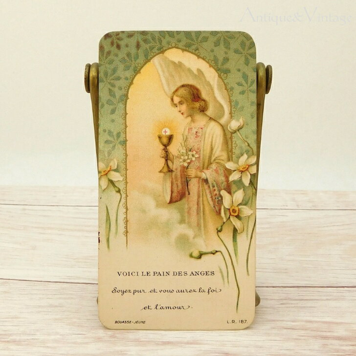 天使と聖杯のアンティークホーリーカードです。カテゴリー：アンティーク＆ヴィンテージ製造国：フランス製造年：1936年頃カラー：ー素材：紙サイズ：縦約10.6cm×横約5.6cm状態 ※：普通（経年劣化）※古いお品のため黄ばみ、染み汚れ、折れ...