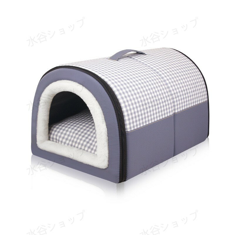 ※寸法は多少の誤差がある場合がございます。 表地：合成繊維＋フランネル 中材：PP綿 裏面：オックスフォード布とすべり止め付け ドーム型の中にマットを置いてハウス型での使用と、天井を潰してその上にマットを置くベッド型の2通りの使い方ができま...