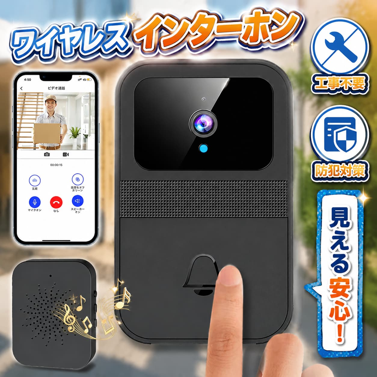 ★サイズ・8*5.5*2.2cm★給電式・乾電池式（含まないので、別途購入してください）★パッケージ内容・ 本体、受信機、日本語取扱説明書★生産国・中国★注意事項★※撮影の為、画質等の関係上、色などが実際の商品と若干違ってしまうこともあるか...