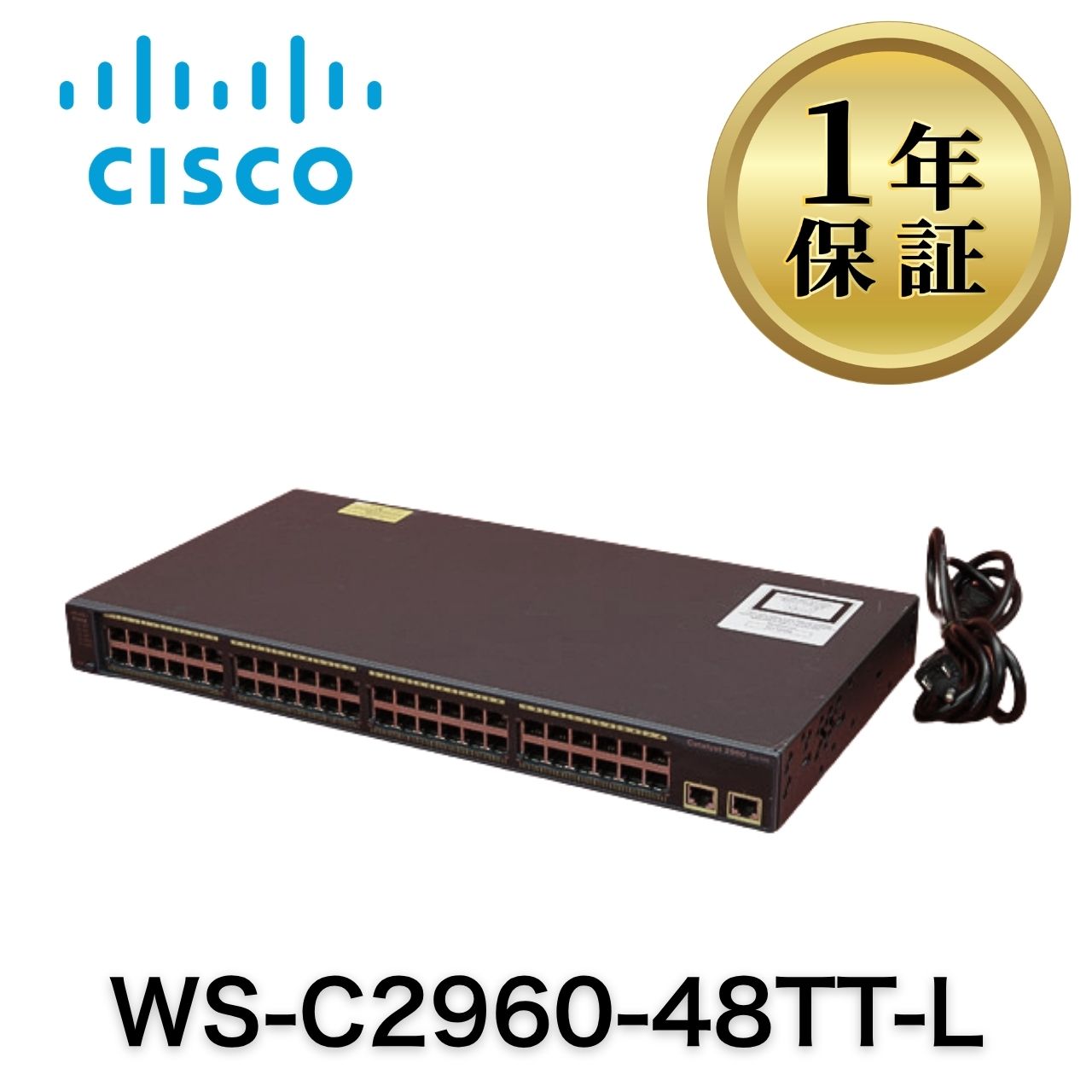 商品説明 商品名：WS-C2960-48TT-L Cisco スイッチ（中古） 商品内容： ◆商品状態 清掃は丁寧に行っておりますので、主観ですがきれい目です 『動作試験』は【初期化・全ポート通電チェック】です 『本体日焼け』は【薄焼け】で...