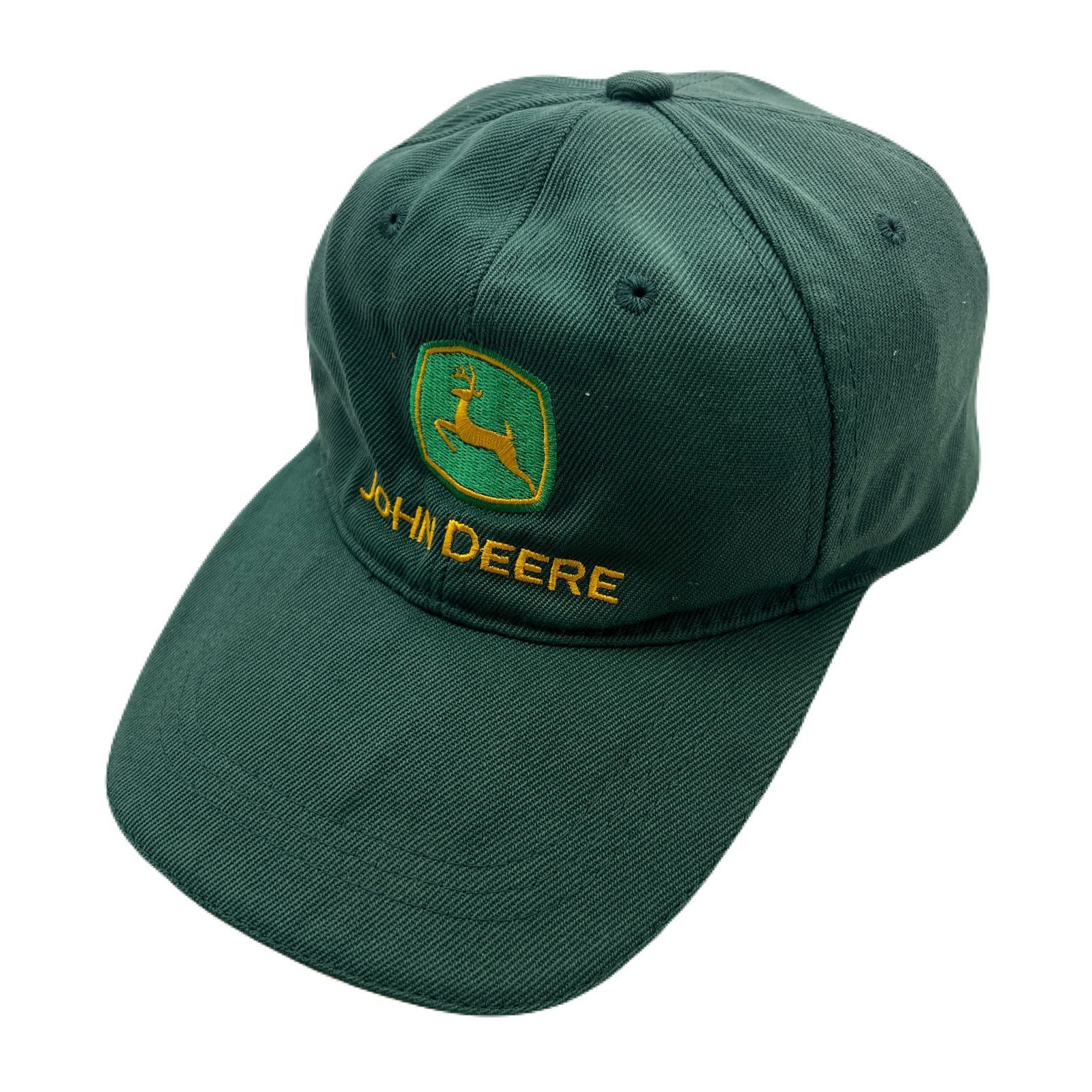 JOHN DEERE ジョンディア ロゴ刺繍 ビンテージ キャップ 帽子 グリーン 緑 ハズシ ノームコア サイズ調整可能 ●FMC209 ブランド名：ジョンディア 状態ランク：10中 7 【状態追記】 ●古着のため多少の使用感がございます...