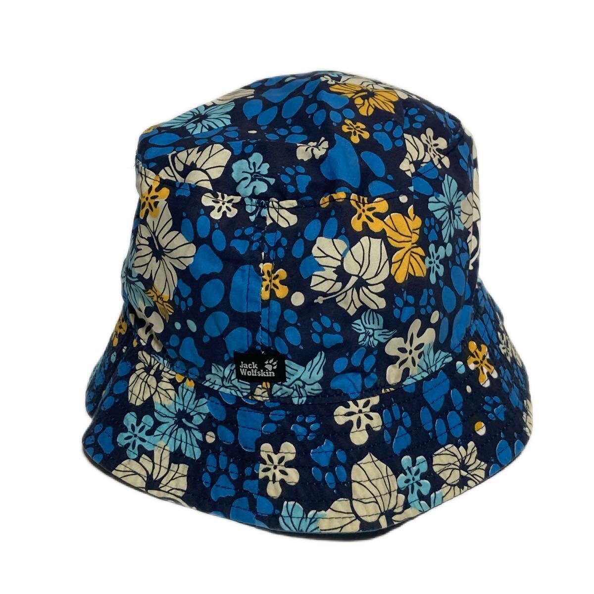 ジャックウルフスキン ☆ Jack Wolfskin リバーシブル 総柄 花柄 ブルー バケットハット レディース 57.5cm 春夏 アウトドア 人気■LIBH9 ブランド：ジャックウルフスキン サイズ表記・実寸表記： 実寸：頭周り57....