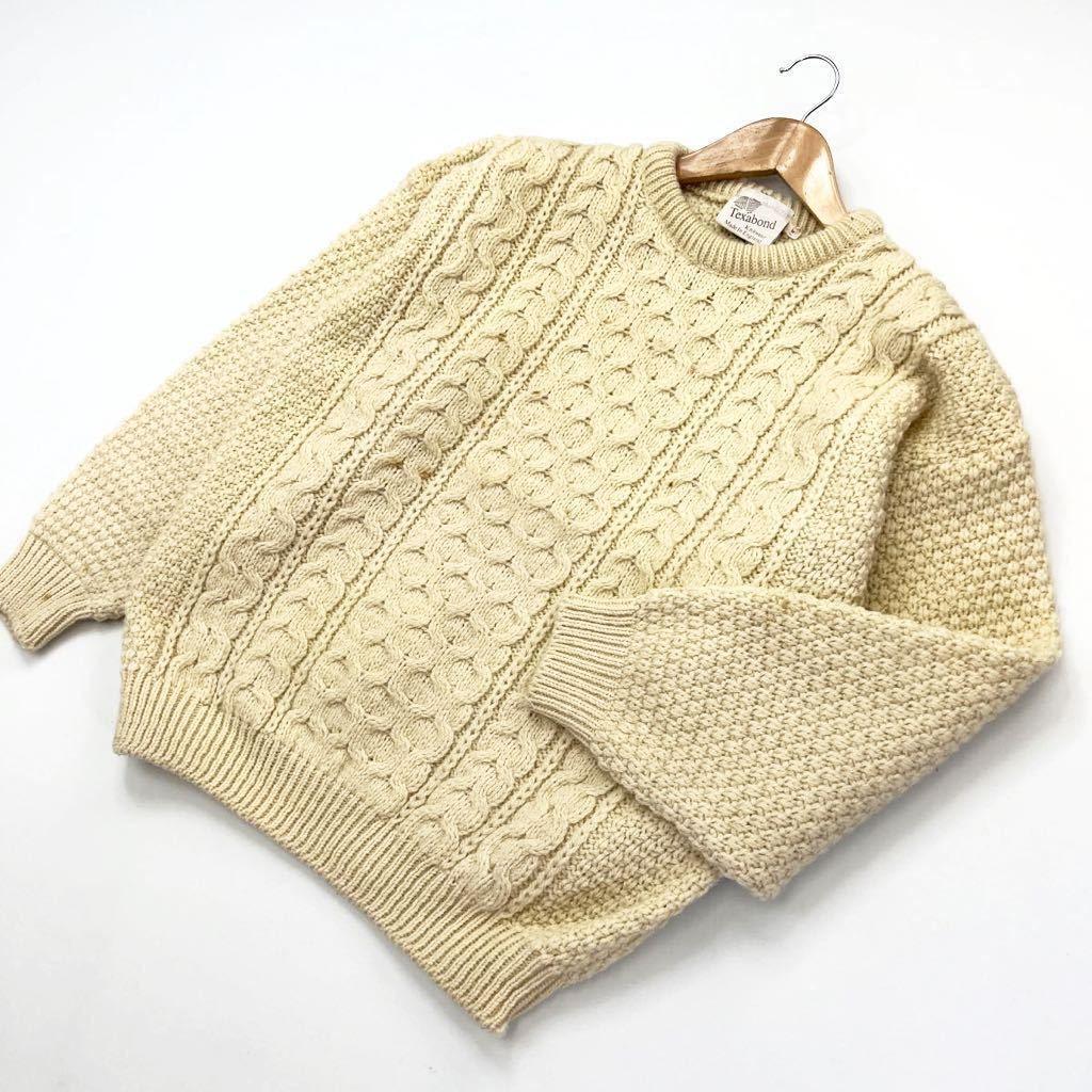 イングランド製 ☆ Texabond 秋冬に間違いない♪ ケーブルニット 厚手 ニット セーター オフホワイト M アメカジ 大人カジュアル■AC233 ブランドTexabond サイズ表記・実寸（平置き計測）表記：M 実寸： 着丈49cm...
