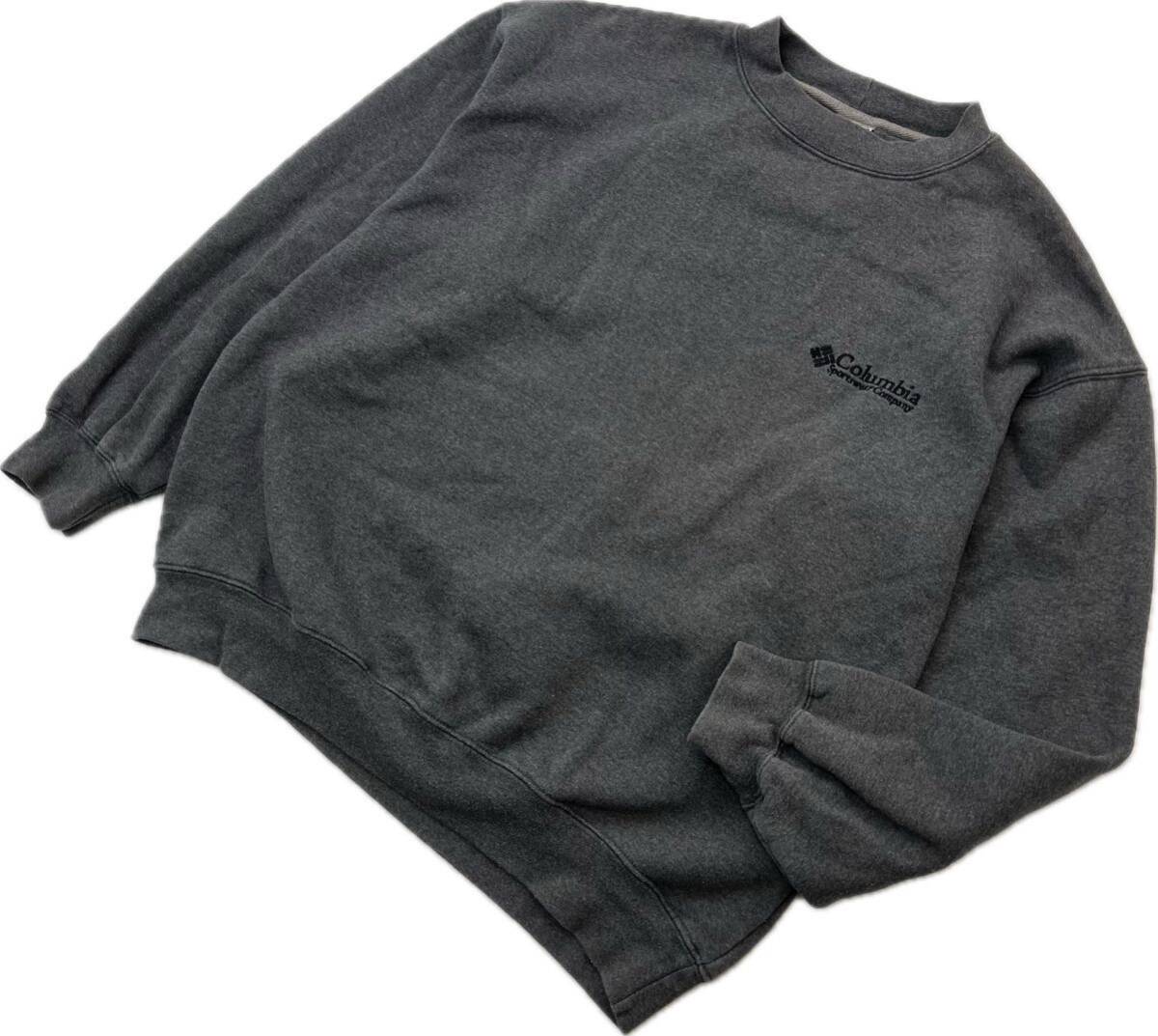 Columbia ☆ コロンビア メキシコ製 ロゴ刺繍 ダークグレー スウェット シャツ トレーナー XL 秋冬 アウトドア タウンユース 古着■BB295 ブランドコロンビア サイズ表記・実寸（平置き計測）表記：XL 実寸： 着丈63cm...