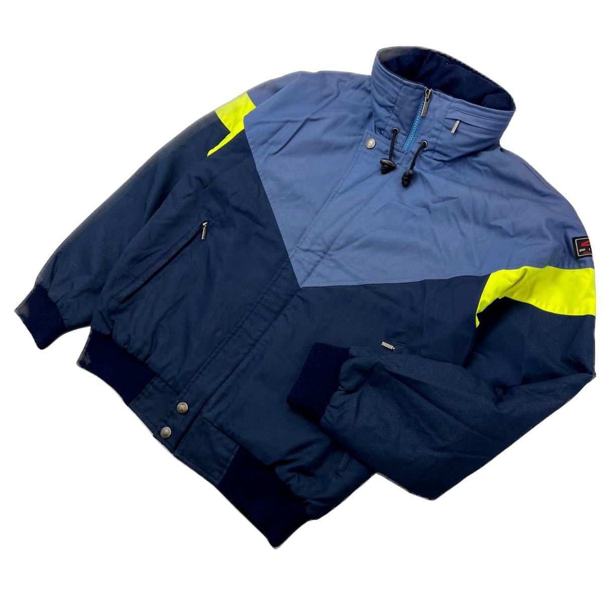 DESCENTE ☆ デザイン パターン ナイロンジャケット ブルゾン ネイビー イエロー 90-4 スポーツ トレーニング ビンテージ デサント■S2391 ブランドDESCENTE サイズ表記・実寸（平置き計測）表記：90-4 実寸： ...