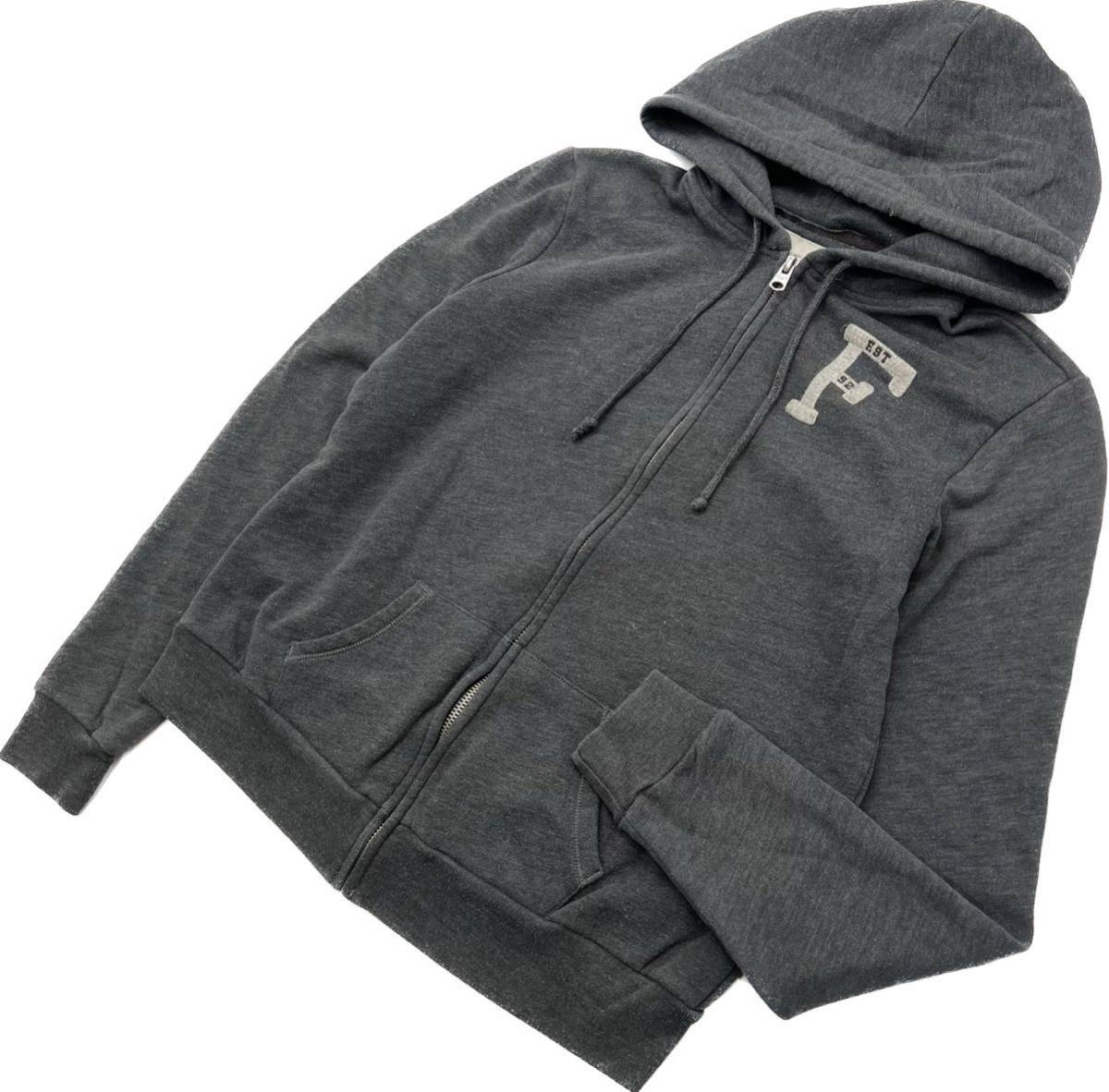 Abercrombie&Fitch ☆ ワンポイントロゴ スウェット ジップアップ パーカー チャコールグレー M レディース アメカジ 古着 アバクロ■S2396 ブランドAbercrombie&Fitch サイズ表記・実寸（平置き計測）...