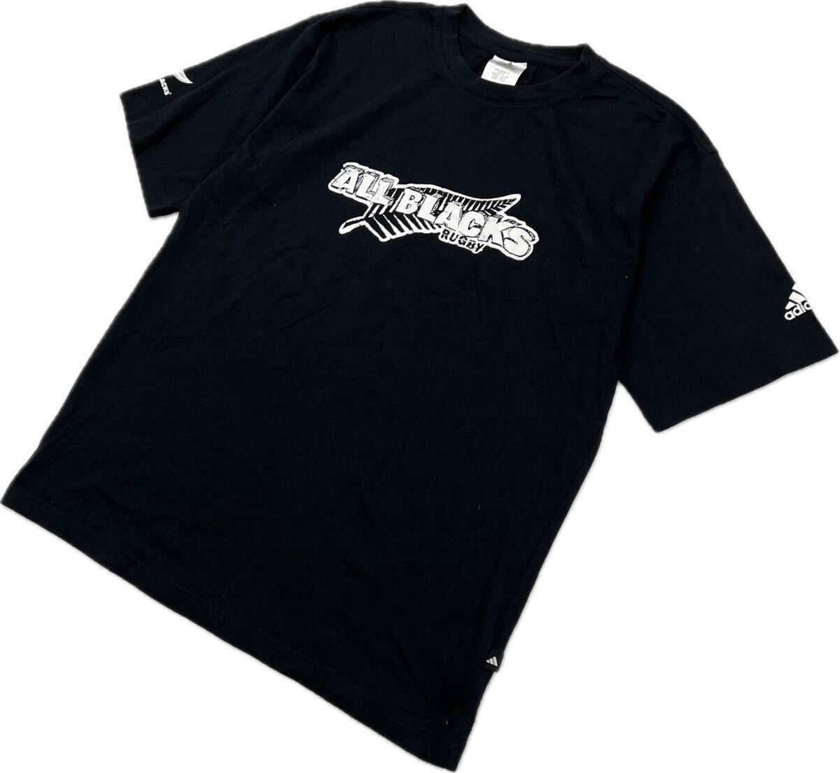 アディダス ☆ オールブラックス ロゴ プリント 半袖 Tシャツ ブラック L相当 ラグビー 人気 ニュージーランド ALL BLACKS adidas■S3190 ブランドアディダス サイズ表記・実寸（平置き計測）表記：170 実寸： 着...