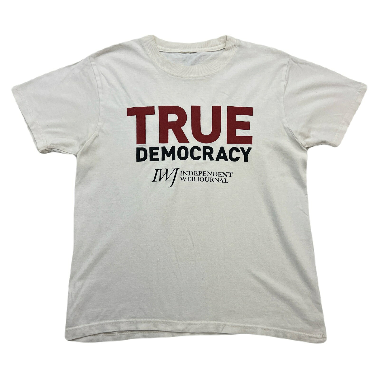 インディペンデントウェブジャーナル IWJ Tシャツ 半袖 メンズ M相当 ホワイト TRUE DEMOCRACY 報道 メディア 希少 レア 表記：- 実寸： 着丈58cm 身幅47cm 肩幅41cm 袖丈17cm ※平置きでの実寸です。...