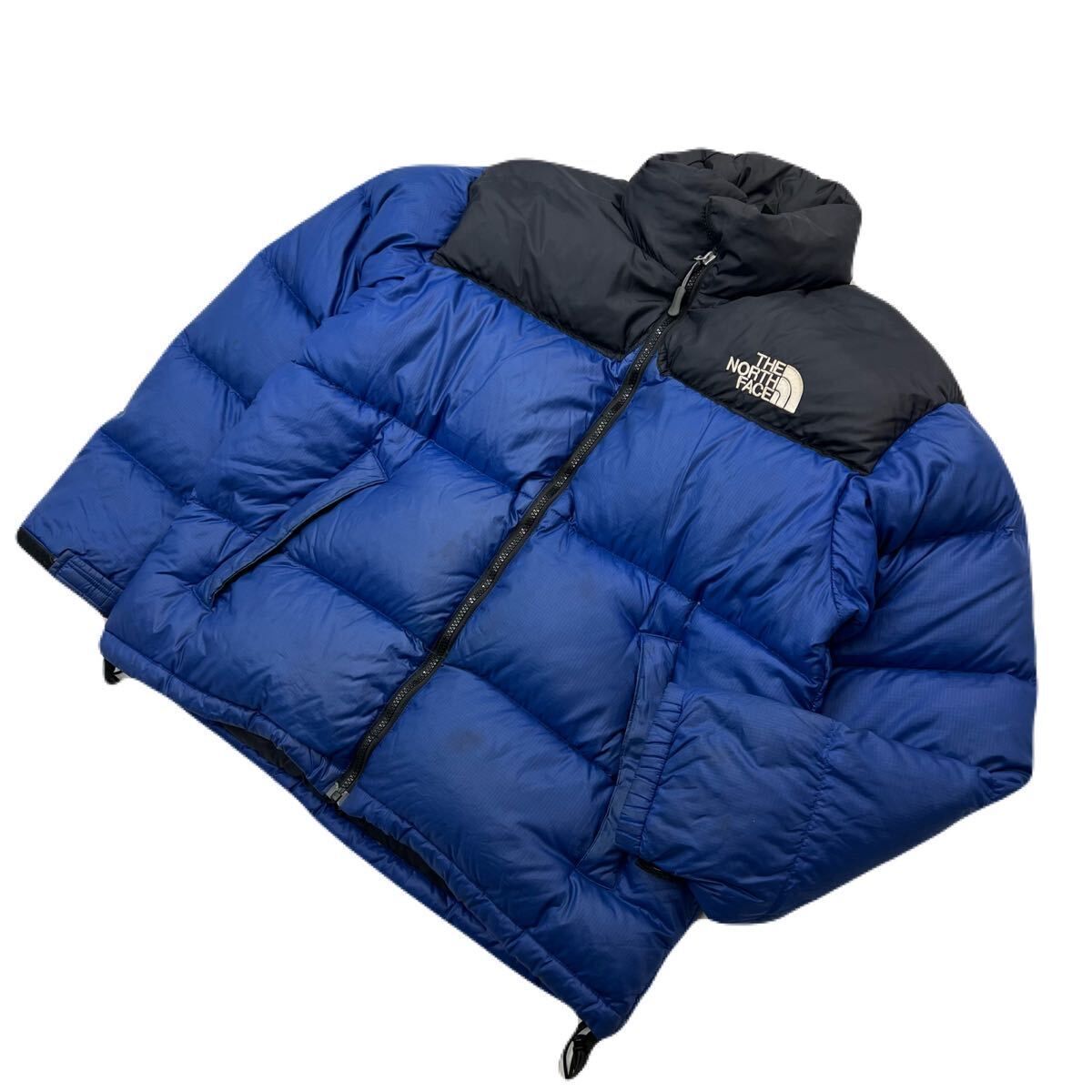 ノースフェイス 700FP ヌプシ ダウンジャケット ブルー ブラック メンズ L アウトドア ストリート アメカジ 古着 THE NORTH FACE ■FA331 ブランド：THE NORTH FACE サイズ表記・実寸（平置き計測）表...