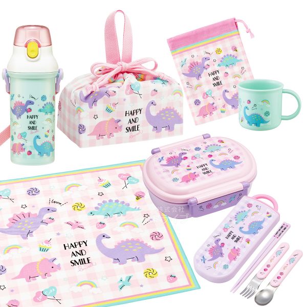 ハッピー＆スマイルの楽しいお弁当セットです！これでお弁当グッズがひと通り揃います♪ 小判型のお弁当箱は洗いやすくて人気の商品です。容量も360mlでちょうどいい！単品で揃えるよりもお買得なセットをこの機会に是非どうぞ！セット内容お弁当箱×1...