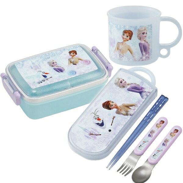 アナと雪の女王の楽しいお弁当セットです！これでお弁当グッズがひと通り揃います♪ 角型のお弁当箱は詰めやすくて容量も450mlと満足の大きさ！単品で揃えるよりもお買得なセットをこの機会に是非どうぞ！セット内容お弁当箱×1トリオ×1コップ×1合...