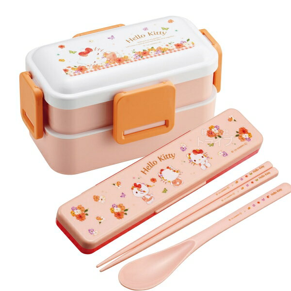 ハローキティのお弁当箱セットです。4点ロックのお弁当箱は、しっかりフタが出来るので汁漏れも安心◎単品で買うよりもお買得なセットをこの機会に是非どうぞ！セット内容お弁当箱×1コンビ×1合計 2 点仕様〔抗菌 2段ふわっと弁当箱〕食洗機対応フタ...