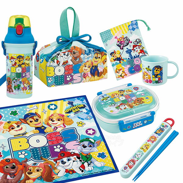 パウパトロールの楽しいお弁当セットです！これでお弁当グッズがひと通り揃います♪ 小判型のお弁当箱は洗いやすくて人気の商品です。容量も360mlでちょうどいい！単品で揃えるよりもお買得なセットをこの機会に是非どうぞ！セット内容お弁当箱×1箸＆...