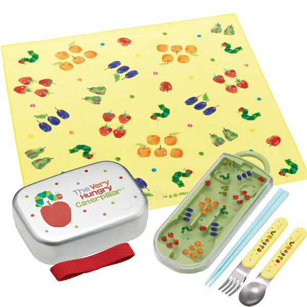 はらぺこあおむしの楽しいお弁当セットです！これでお弁当グッズがひと通り揃います♪ アルミお弁当箱はフタも開けやすく、割れないので人気です。保温庫をお使いになる幼稚園では必須アイテム！単品で揃えるよりもお買得なセットをこの機会に是非どうぞ！セ...