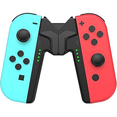 Elnicec Joy-Con充電グリップ【2025最新型】Switchジョイコン充電グリップ V字型 プレイしながら充電可能 Joy-Con ハンドルグリップ 超軽量 装着簡単 持ち運びに便利 充電指示LED付 Switch/Switch...