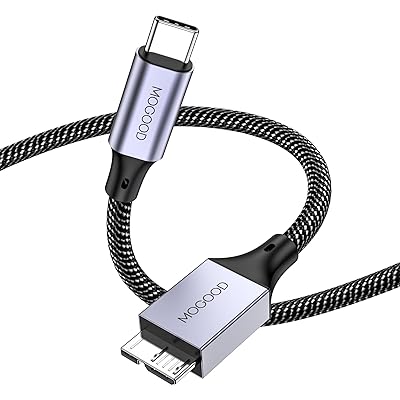 USB C to Micro B ケーブル(0.5M) マイクロB-USB3.0 Cオスケーブル USB C-マイクロBケーブル 東芝、シーゲート、WD外付ハードドライブ、ギャラクシーS8/S9/S10などに対応ブランド色グレーモデルUSB...