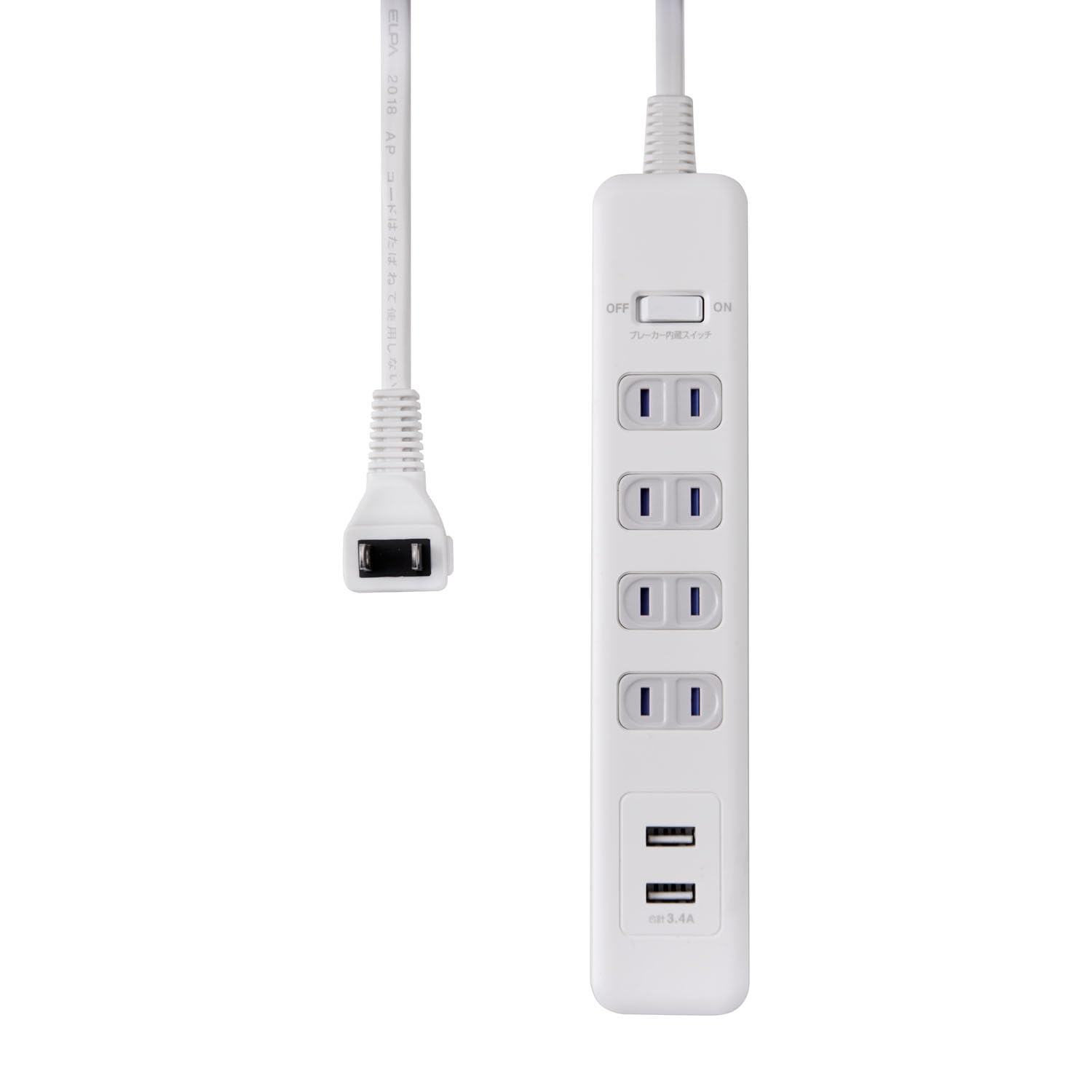 商品情報商品の説明説明 ■AC差込口定格:AC100V 14A ■合計:1400Wまで ■使用温度範囲:-10度~40度 ■屋内専用 ■コード長:2m ■口数:4個口 USBポート ■定格:DC5V 最大3.4A(2ポート合計) ■コネクタ...