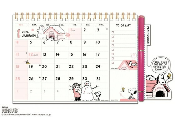 　 商品名 ・CL 153 卓上 カレンダー ひょっこり スケジュール PEANUTS ピーナッツ スヌーピー 詳細 ・始まり年月 ：2026 1月始まり ・種類 ：カレンダー ・品番 ：95027_1000137005 ・サイズ ：H13...