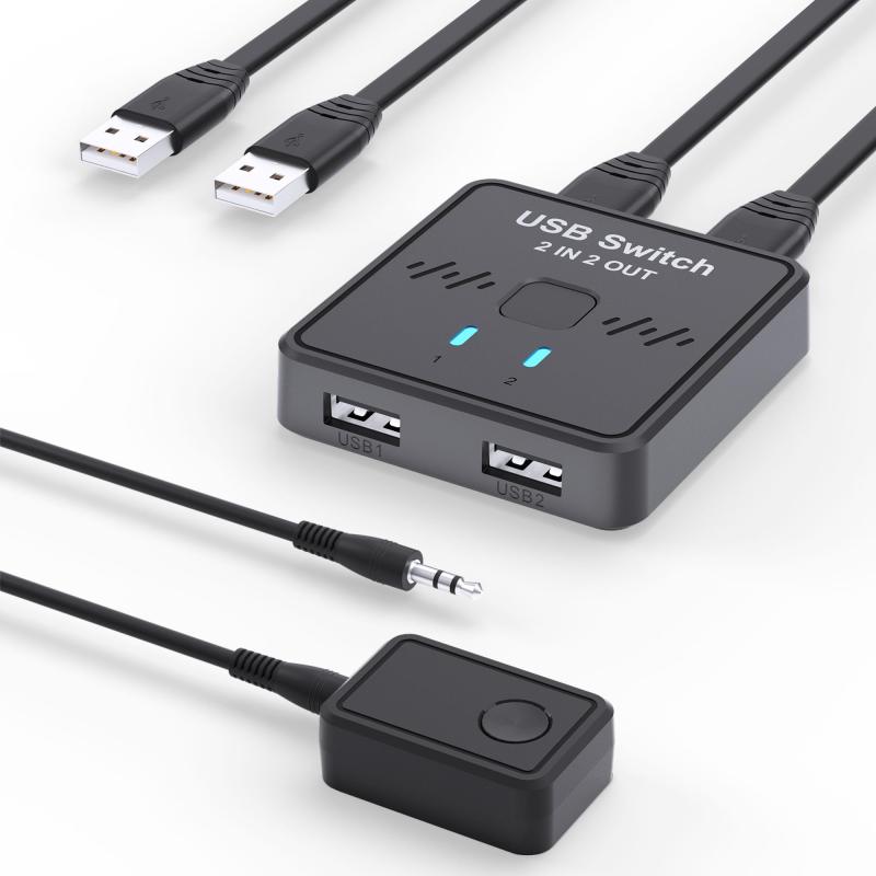 USB 切替器 2入力2出力 USB-A切り替え器 2台PCでキーボード/マウス/プリンタ/スキャナ/Webカメラなどを共有 2本のUSBケーブル付きUSB 切替器 2台のPCで複数のデバイスを共有： 2入力2出力USB切替器は、キーボード...