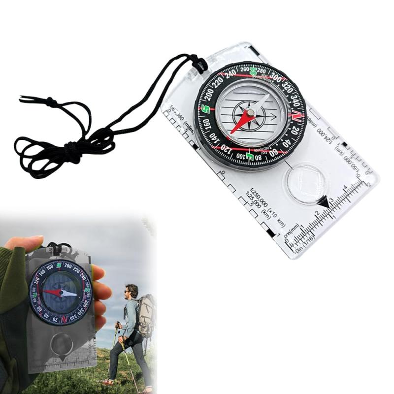 方位磁石 コンパス 方位磁針 ベースプレートマップコンパス スケールルーラー付き 正確なオリエンテーリングコンパス 多機能コンパス定規付き 地図定規 拡大鏡 夜光 羅針盤 携帯高品質耐久性高強度アクリル材料で作られ、軽くて丈夫で、割れにくく...