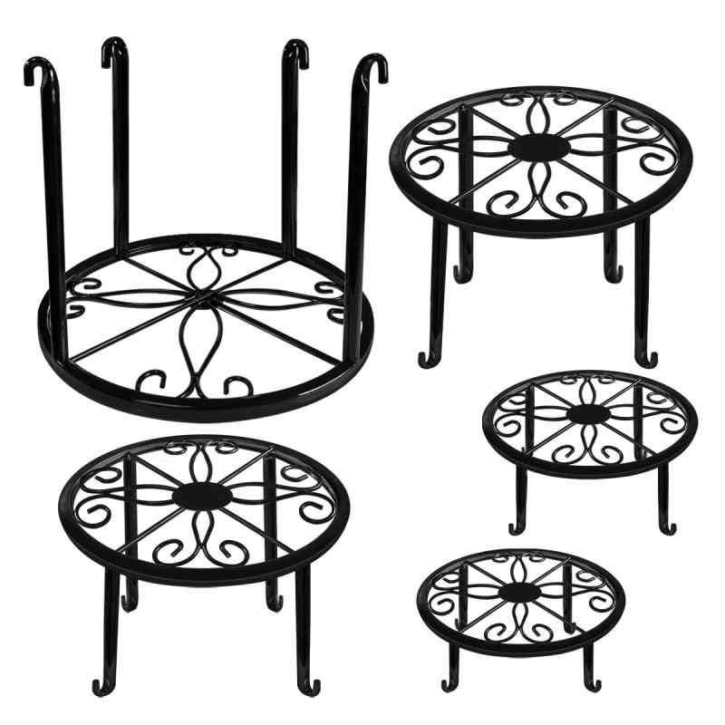 5個セットの体面金属花盆架、5種類のサイズ大型防錆鉄花盆架、室内外装飾架、円形層状植物支柱、家庭と花園装飾に適用する（黒）5サイズの室内または屋外植木鉢スタンドは異なるサイズの植木鉢に適しており、硬鉄加工を採用し、良質な鉄を強固に溶接したも...