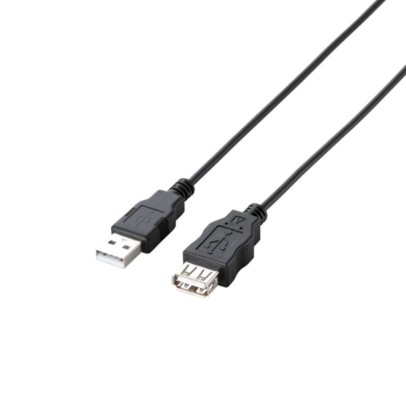 ELECOM RoS指令準拠&amp;環境配慮パッケージ エコUSB2.0延長ケーブル A-Aメスタイプ ブラック