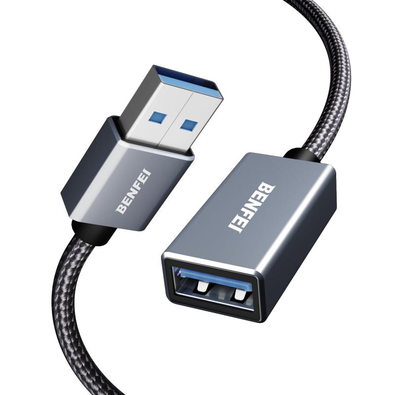 USB 3.0 延長ケーブル 3M ナイロン編み ウェブカメラ、カメラ、電話、USB ハブ、マウス、キーボード、プリンター、ハードドライブ、ヘッドセットに対応