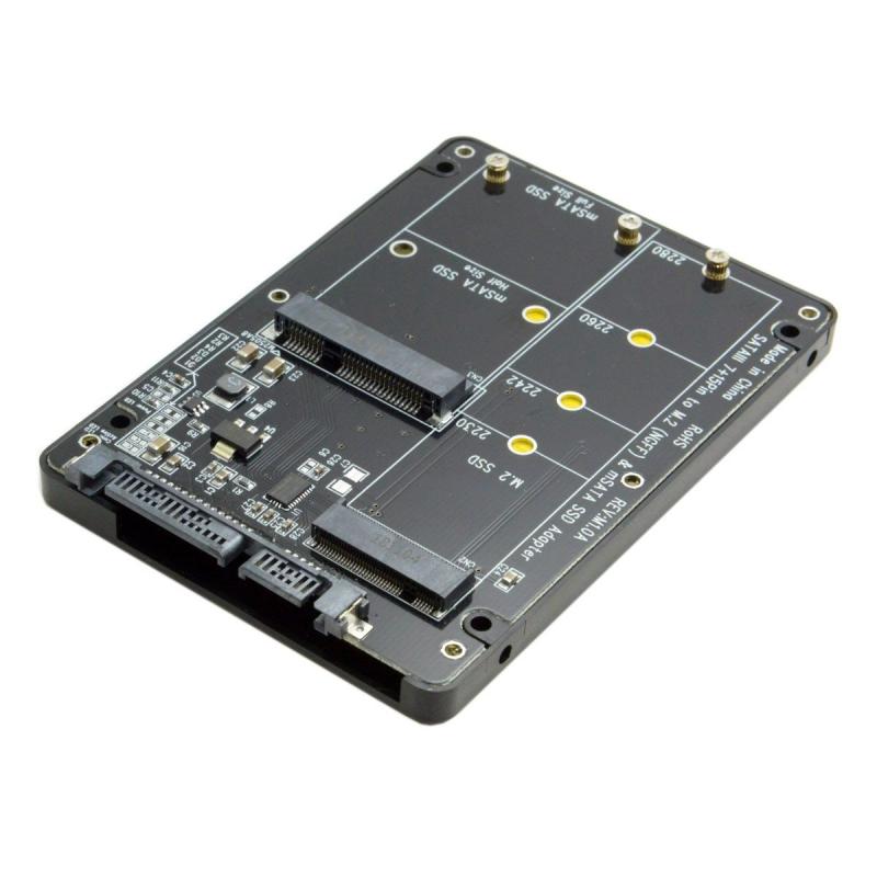 コンボ M.2 NGFF B-Key &amp; mSATA D to SATA 3.0 アダプター コンバーター ケース エンクロージャ スイッチ付き