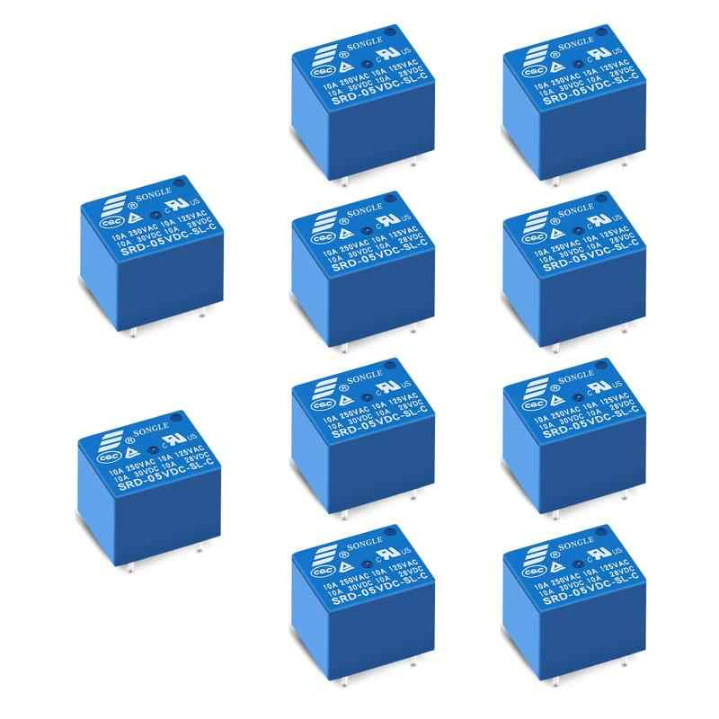 5V PCBリレー 汎用 コイル電磁リレーSRD-05VDC-SL-C パワーリレー 5ピン（10個セット）製品名：リレー；モデル：SRD-05VDC-SL-Cピン数：5；パッケージ内容：10個外形寸法：（長さ×幅×高さ）：20 X 16 ...