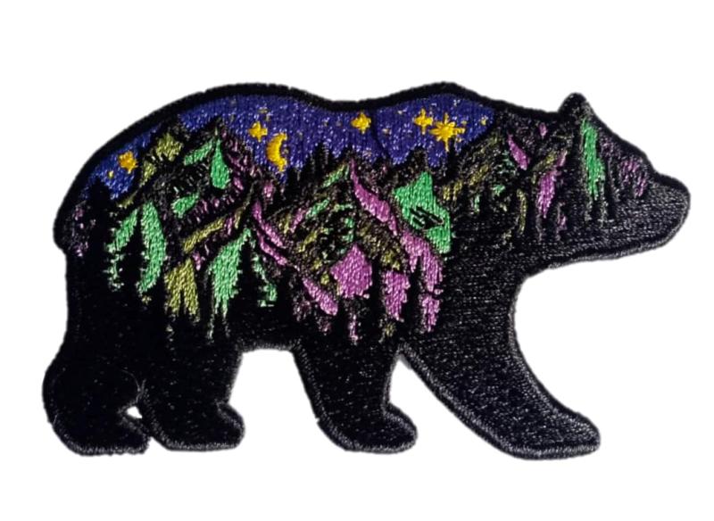 ワッペン くま アドベンチャー アウトドアパッチ カラフルな刺繍クールアイロン/縫い付けパッチ