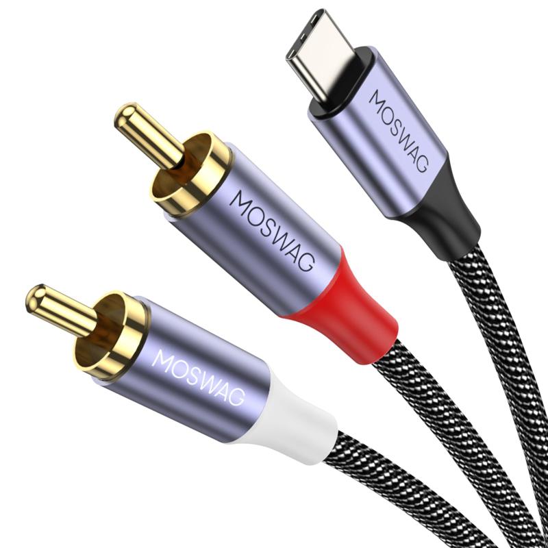 USB Cから2公頭オーディオステレオケーブル、USBタイプCから2 公頭から公頭Y分岐器オーディオケーブルとDJコントローラスピーカターンテーブルテレビ車載ステレオ高忠実増幅器は