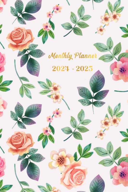 2024-2025 Monthly Planner: Two years from January 2024 to December 2025, 1 Month on 2 Pages.
