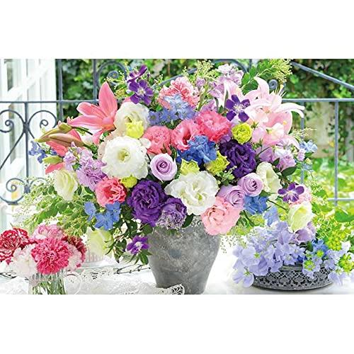 1000ピース ジグソーパズル 幸せのフェアリーブーケ (50×75cm）可愛らしいピンクと優しい紫の花束がお部屋を彩ります。