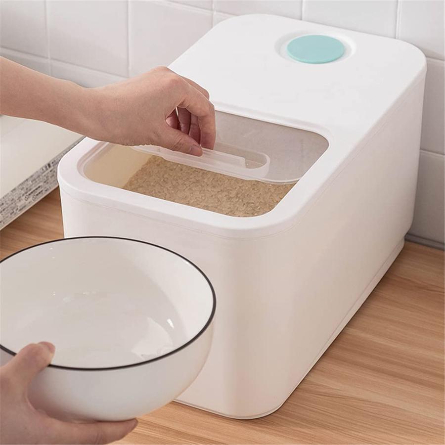 10kg） (10kg)健康素材：PP素材で、健康的で環境に優しい、洗いやすいプラスチック製軽量米びつ、そして、丈夫で耐久性があり、長持ちできます。透明プッシュプルタイプ：スライドカバーデザイン、透明で目に見える、プッシュプル省力化、いつで...
