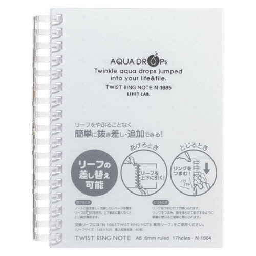 ●罫種類：6mm罫×20行 ●外寸：縦148×横117mm ●穴数：17穴 ●適正収容：100枚 ●材質：PP，PC，上質紙