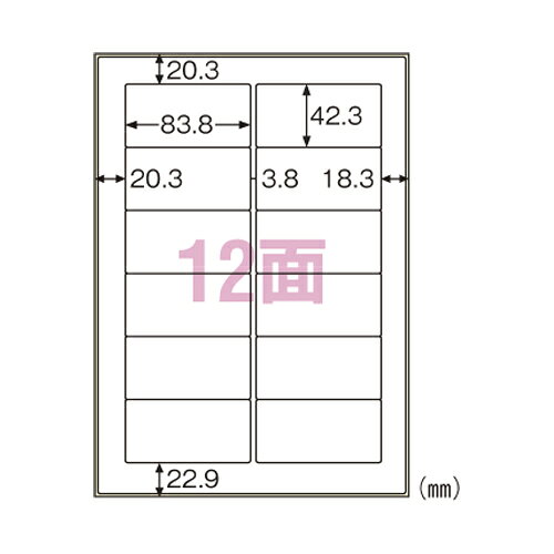 ●規格：A4判12面 ●1片寸法：縦42．3×横83．8mm ●紙種：ホワイトフィルム ●総紙厚：0．23mm