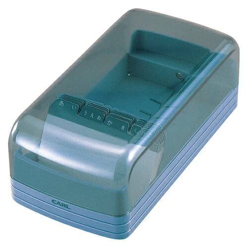 ●収容枚数：600枚 ●外寸：幅99×奥199×高73mm ●材質：本体／蓋＝ABS ●仕切板1枚，見出しカード24枚，見出しシール1枚付