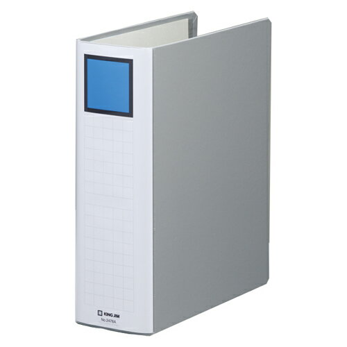 ●規格：A4判タテ型 ●背幅：96mm ●綴じ厚：80mm ●適正収容：800枚 ●貼表紙 ●外寸：縦307×横243mm ●穴数：2穴 ●穴間隔：80mm ●材質：オレフィン素材貼表紙，表紙芯材＝古紙使用 ●カラーインデックス1組付