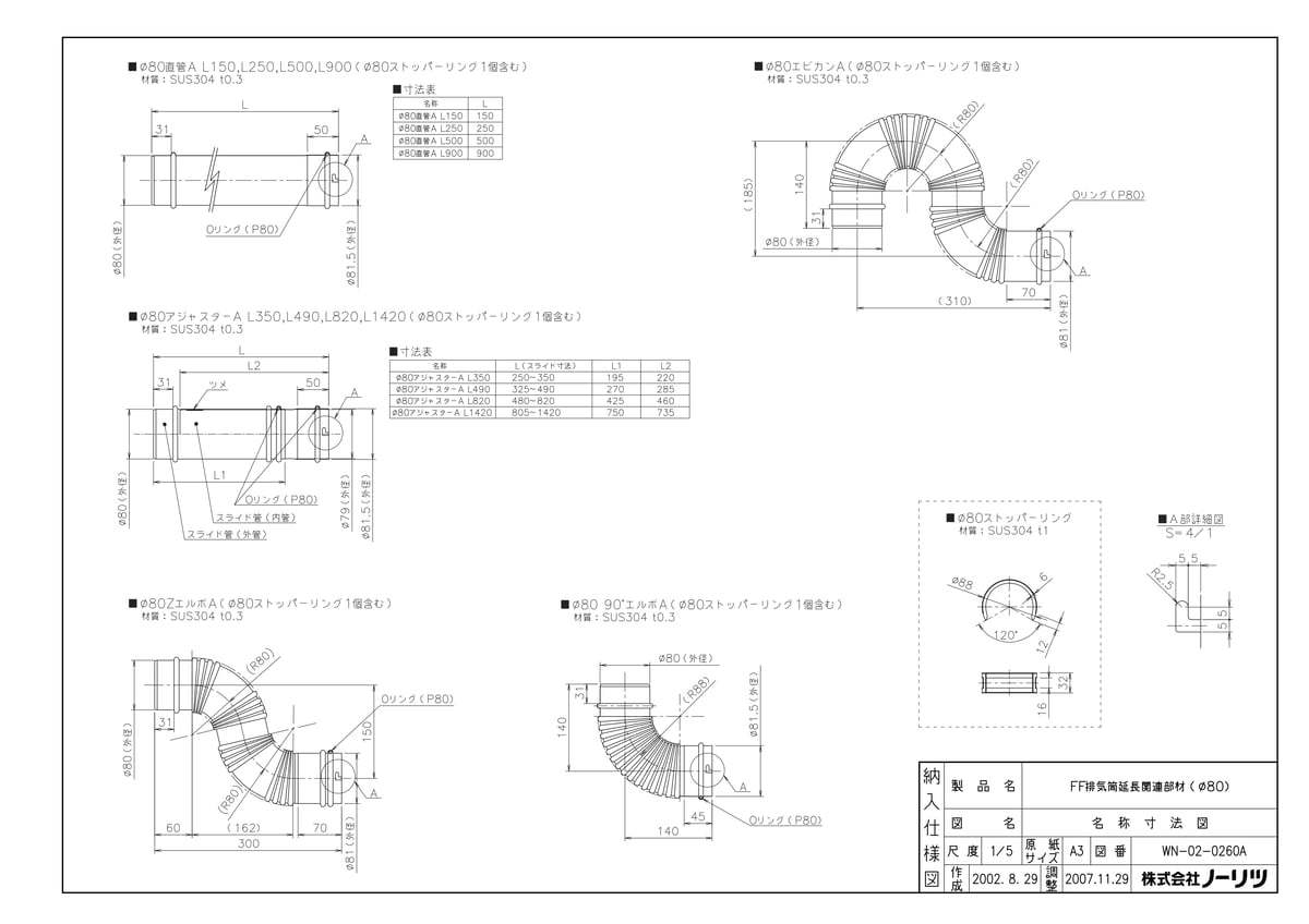メーカー希望小売価格はメーカーカタログに基づいて掲載していますΦ80直管A L150