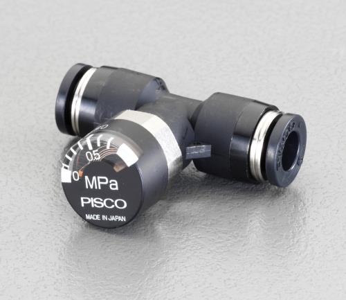 仕様：●メーカー:日本ピスコ(PISCO)●型番:GPU6-6●チューブ外径:6mm●使用流体:空気●表示圧力範囲:0~0.8MPa●精度:±5%(フルスケール)●使用温度範囲:0~60°C(凍結なきこと)●目盛角度:150 ゜●材質:キャ...