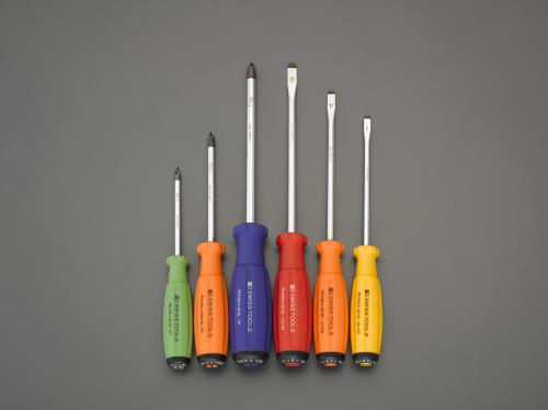 仕様：●メーカー:PBSWISSTOOLS●型番:※ESCOオリジナルセット品●:6本組●プラスドライバー:先端×軸径×軸長:#1×5×80mm#2×6×100mm#3×8×150mm●マイナスドライバー:刃幅×刃厚×軸長:5.5×0.8×...