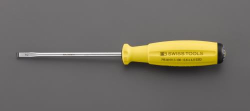 仕様：●メーカー:PBSWISSTOOLS●型番:PB8100.3-120ESD●導電性グリップの為、静電気を逃します。●刃幅×刃厚:(-)5.5×0.8mm●軸長:120mm●グリップエンドには先端部のマークとサイズが表示されているので、...