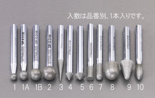 仕様：●形状:ボール●刃径:8mm●全長:60mm●軸径:6mm●粒度:#140●砥粒:ダイヤモンドパウダー付●用途:ガラス、セラミック、超硬合金用●入数:1本入り●電着タイプ●磁器タイルに使用できます。●切れ味が良く、ダイヤが長持ちします...