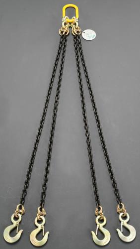 仕様：●メーカー:スリーエッチ●使用荷重:3t●使用荷重(1本吊時):1.5t●重量:9.8kg●有効長:1.5m●マスターリンク内径:140×70mm●フック口開き:27mm●チェーン径:7.1mm●チェーン長さ:1081mm●4本吊●ス...