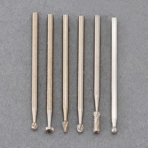 仕様：●〈セット内容〉:【6本組】・球型ダイヤビット×1本・精密ミニヤスリ×5本●軸径:2.35mm●粒度:#180●刃径×刃長×全長:ダイヤモンドビット: φ2.0×45mm精密ヤスリ(円筒): φ2.29×7.0×45mm精密ヤスリ(砲...