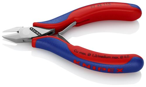 仕様：●メーカー:KNIPEX(クニペックス)●型番:7742115●テーパー●全長:115mm●ハンドル:コンフォート●仕上げ:鏡面磨き●刃硬度:HRC62●バネ付●切断能力(mm):軟線:0.3~1.3、中硬線:1.0●刃形状:直刃商品...