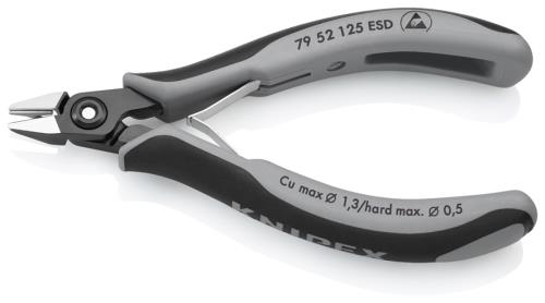 仕様：●メーカー:KNIPEX(クニペックス)●型番:7952125ESD●全長:125mm●刃硬度:HRC64●ハンドル:コンフォート(ESD)●仕上げ:磨き●切断能力(mm):軟線:0.2~1.3、中硬線:0.9、硬線:0.5●材質:高...