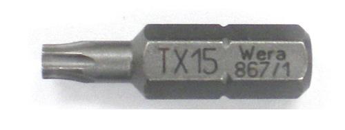 仕様：●メーカー:Wera●型番:066486●商品名:867/1●六角シャンク:1/4”●サイズ:T15●全長(mm):25●軸径(mm):4.0●入数:1本●丈夫で耐久性があり、硬質材料向け●スタンダード品●鍛造鋼製商品画像に関する注意...