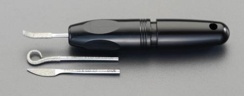 仕様：●:・平:3.3×1.5×15mm・丸:φ2.3×20mm・刀刃:3.8×1.2×17mm●全長:ハンドル:95mmヤスリ:55mm●粒度:電着ダイヤモンド#140●軸径:3mm●アクセスが困難な内面研削作業に最適です●ハンドルは3m...